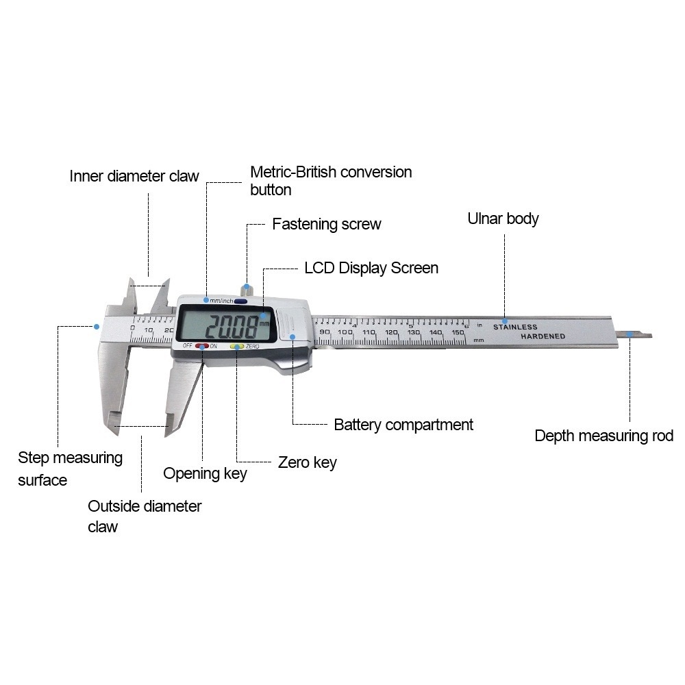 150mm Stainless Steel High Accuracy Electronic LCD Digital Slide ...
