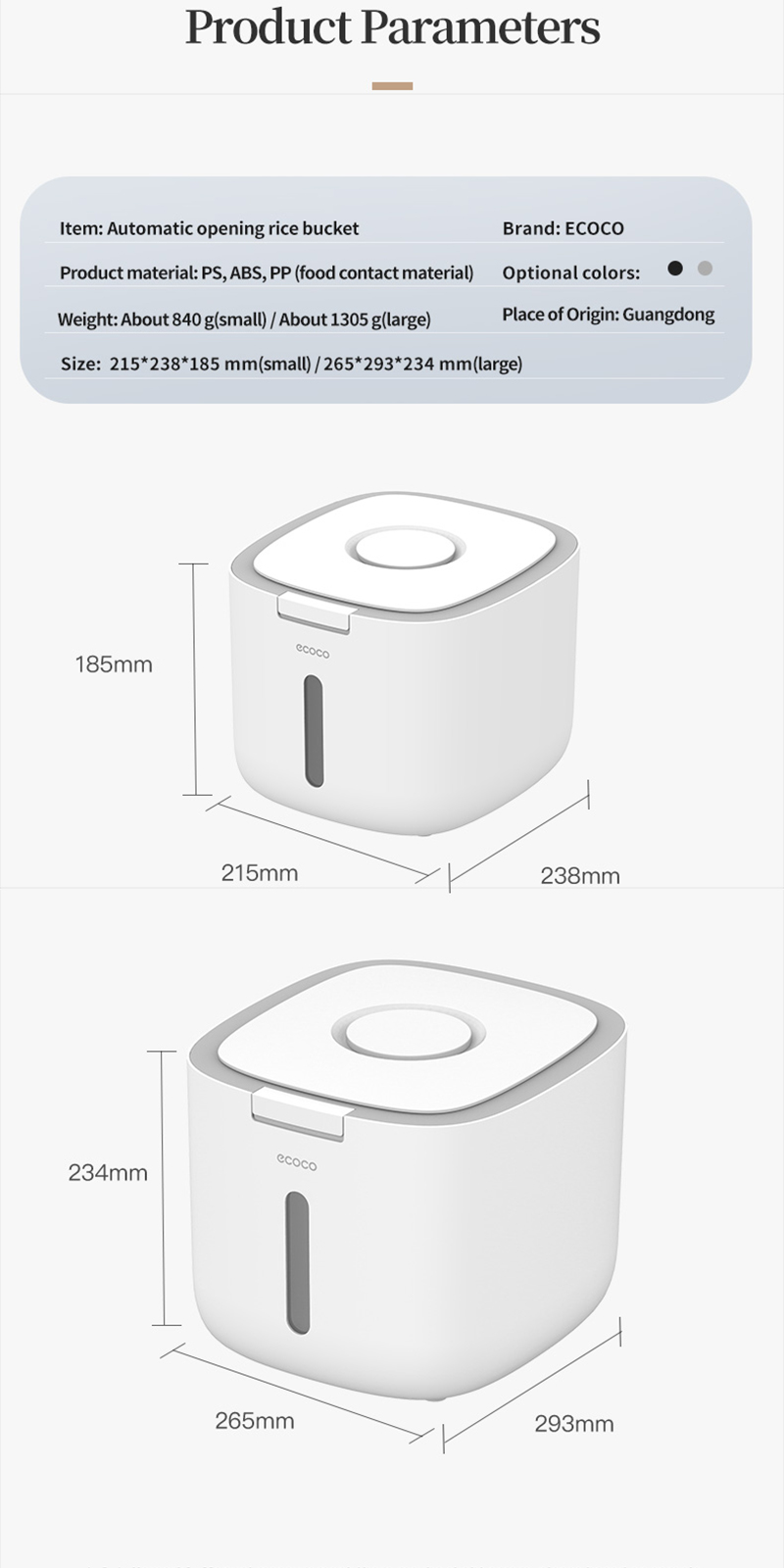 Ecoco Rice Dispenser 5KG 10KG Sealed Rice Storage Box with Measuring ...