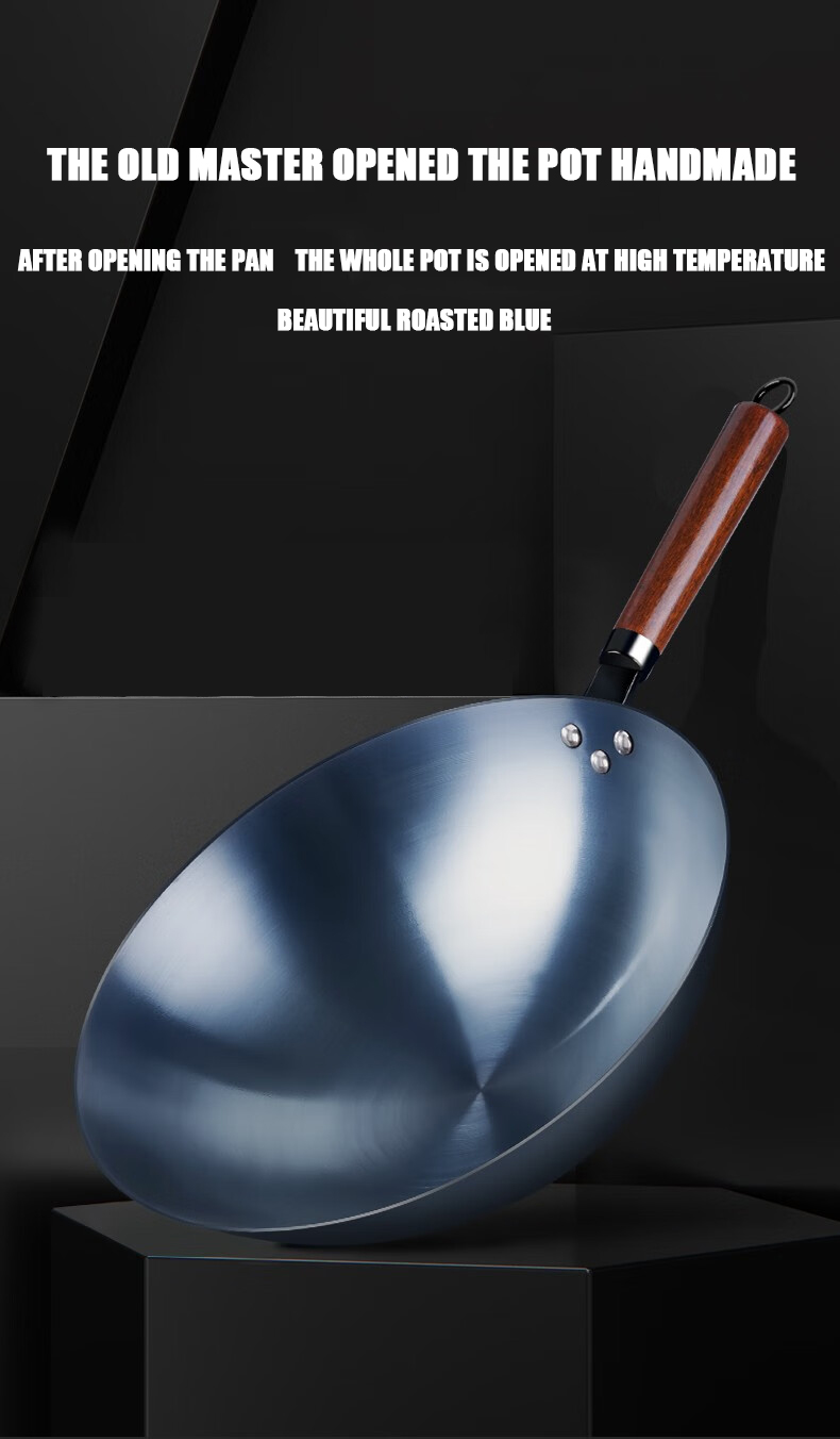 【free Spatula】SImplus Kawali Wok Non Stick 32/34/36/38/40cm Black Heavy Duty Carbon Steel Wok ...