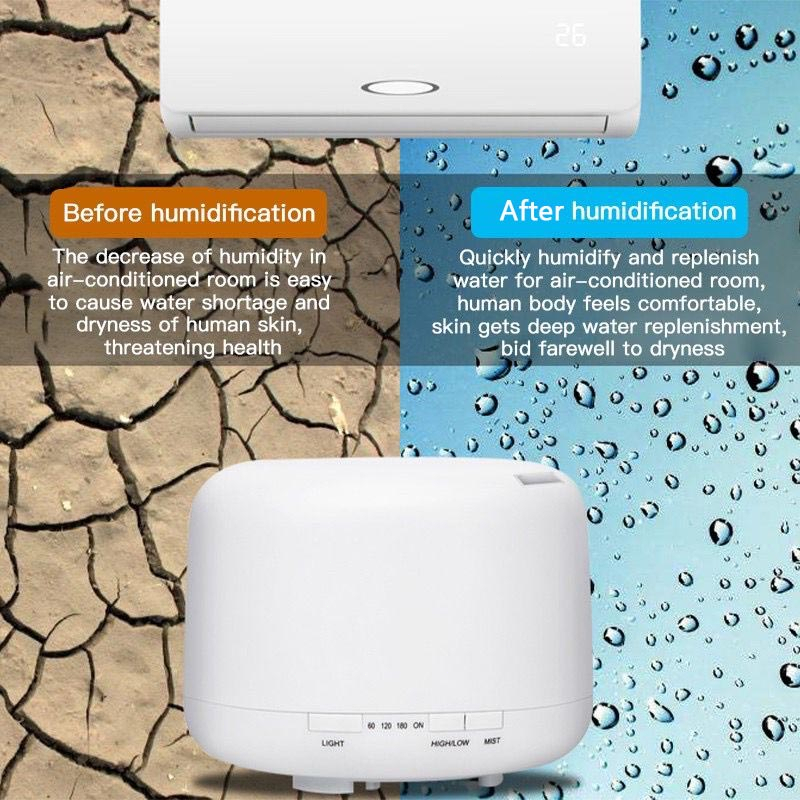 500ML 7 LED Humidifier with Essential oil Ultrasonic Aromatherapy ...