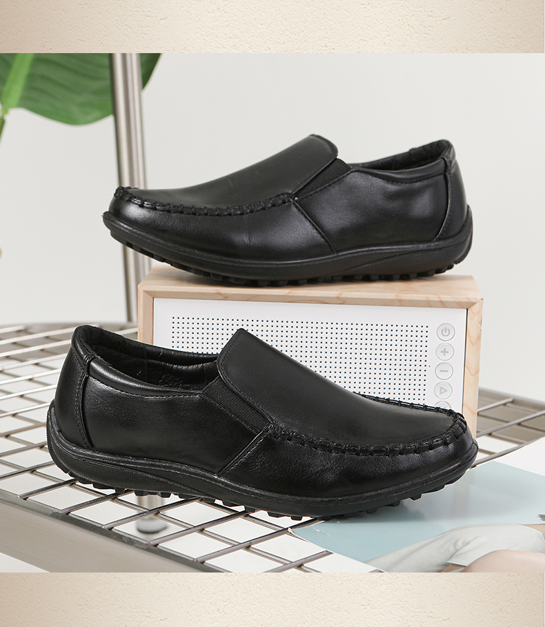 【M&C】 VOFOX Kids black shoes to school for boys leather light weight ...