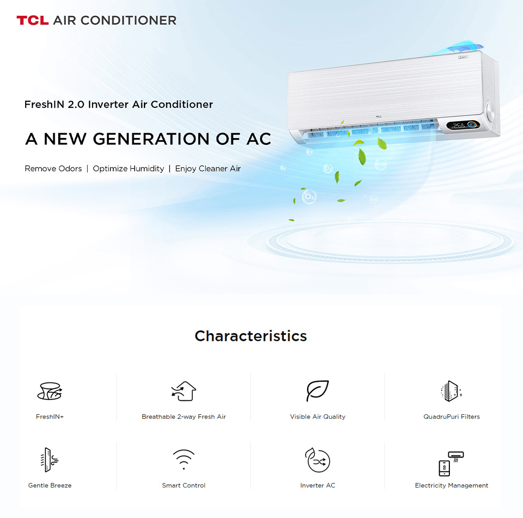 [Online Exclusive] TCL FBI Series Split-type Aircon Fresh Air Inverter ...