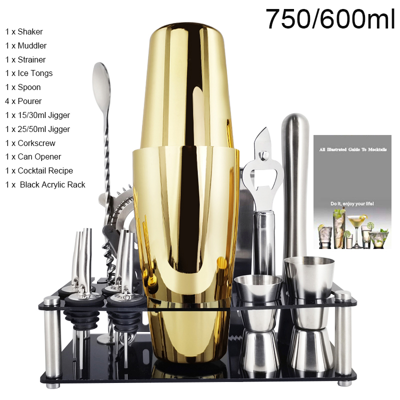 Ship Local 13Pcs 750/600ml Boston Shaker With Stand Cocktail Recipe ...