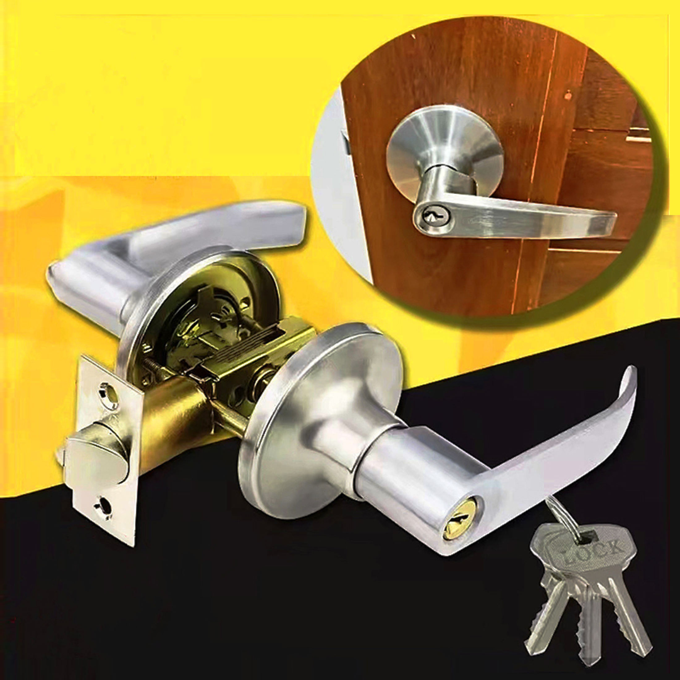 Hoba Doorknob Lever Type aluminium alloy Lockset With Keys Door Knob ...