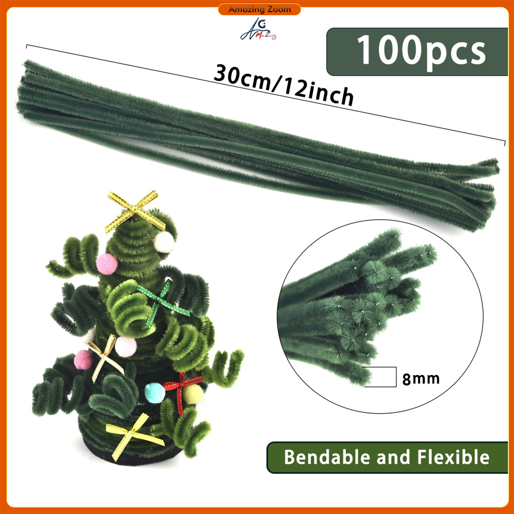 100pcs Fuzzy Wires Chenille Twisted Sticks Bar Anvil Wire Craft Pipe ...