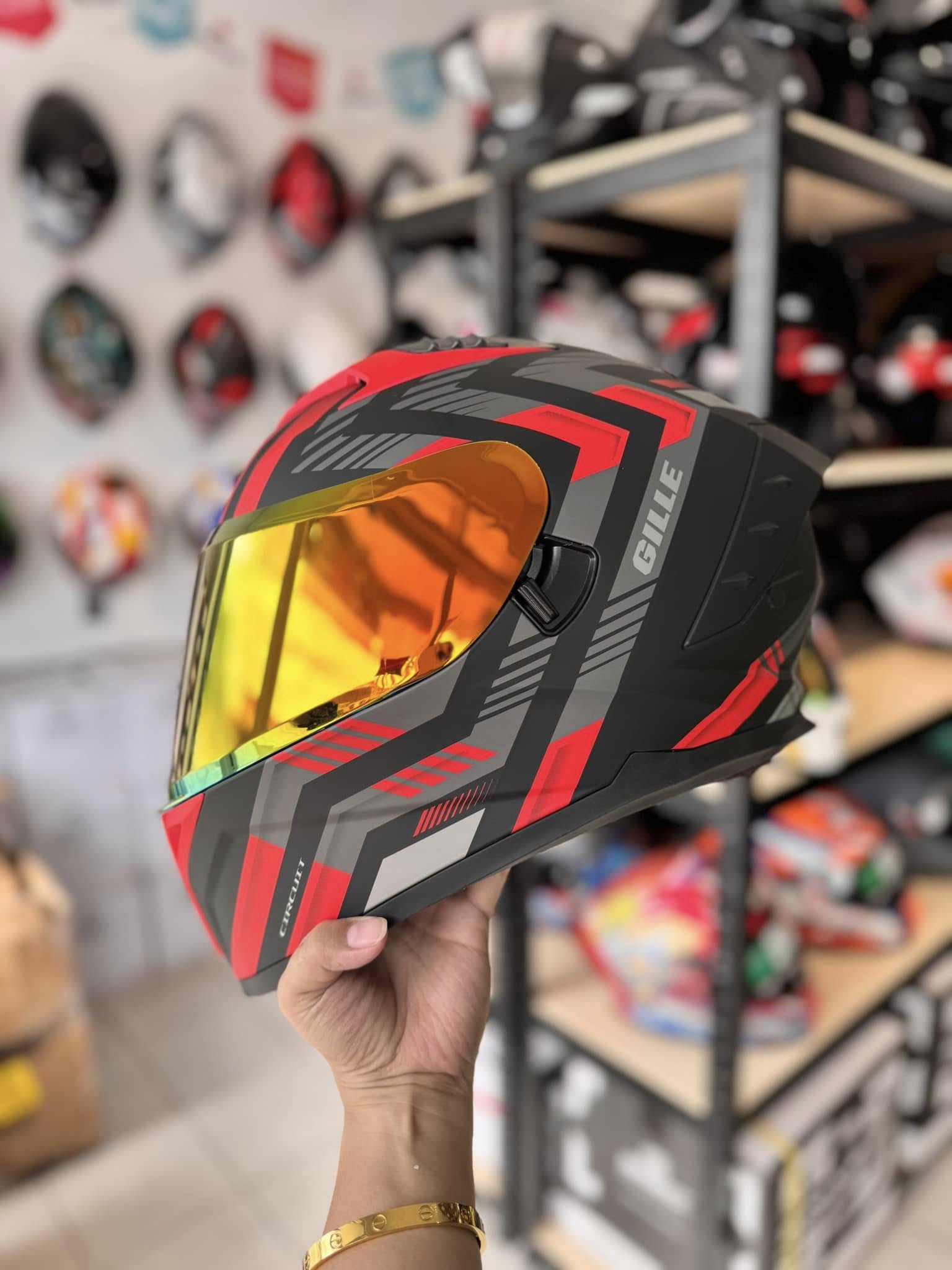 𝟭𝟬𝟬%𝗢𝗥𝗜 GILLE CIRCUIT GTS V1 Helmet Full Face Dual Visor Helmet For Men ...