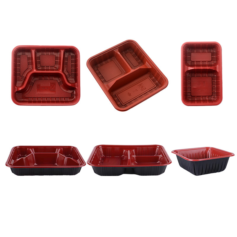 COD (25PCS) Red Bento Box With Back Cover 1/2/3/4/5 Grid Partition ...