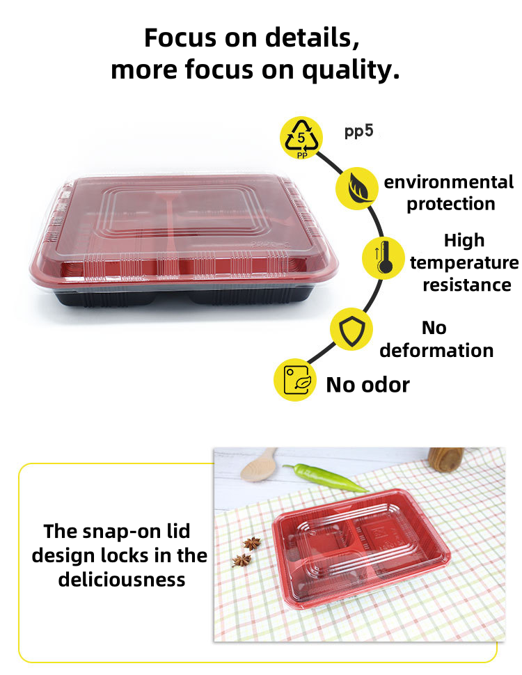 COD (25PCS) Red Bento Box With Back Cover 1/2/3/4/5 Grid Partition ...