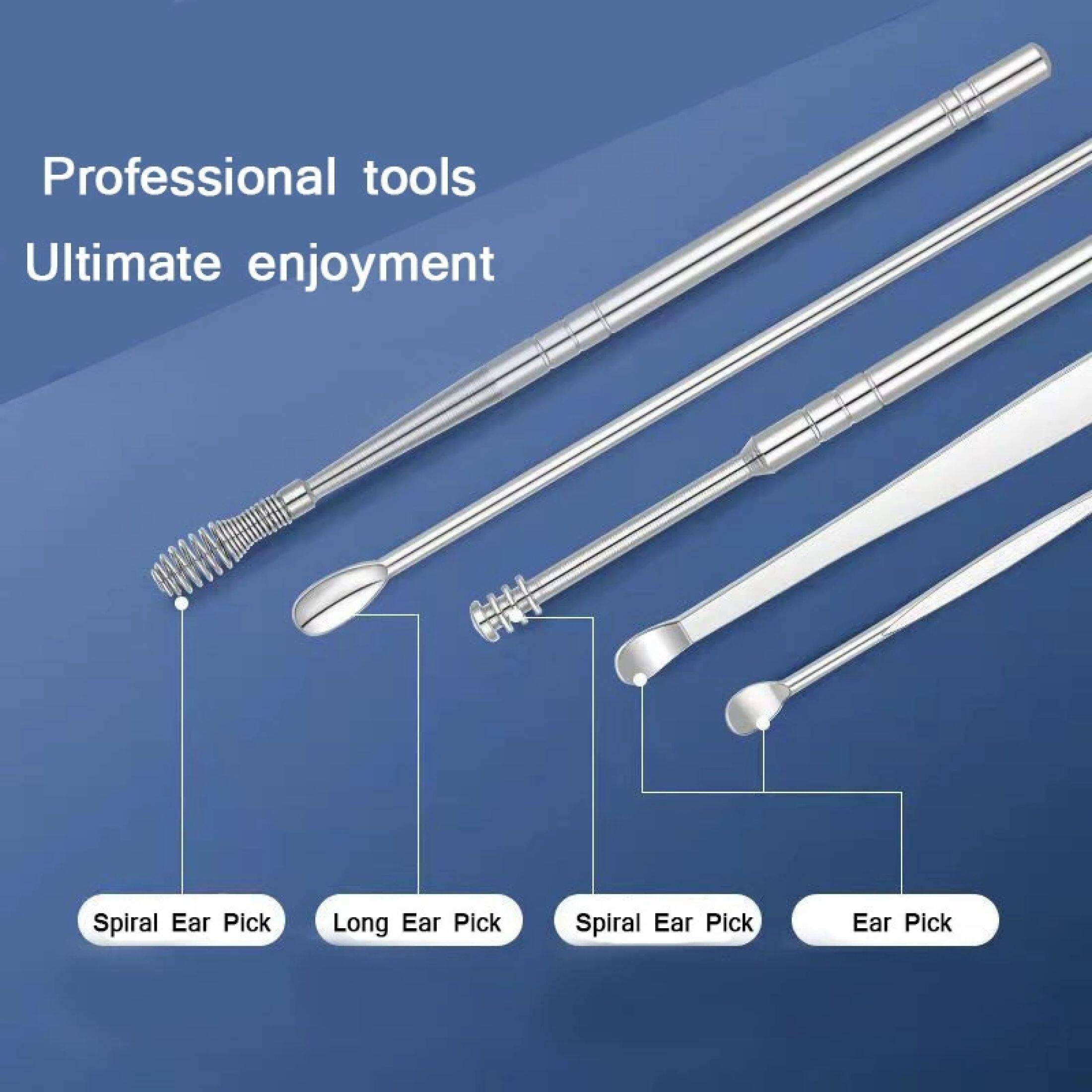 6pcs Ear Cleaner Set Spiral Spring Digging Your Ears Portable Ear Spoon ...