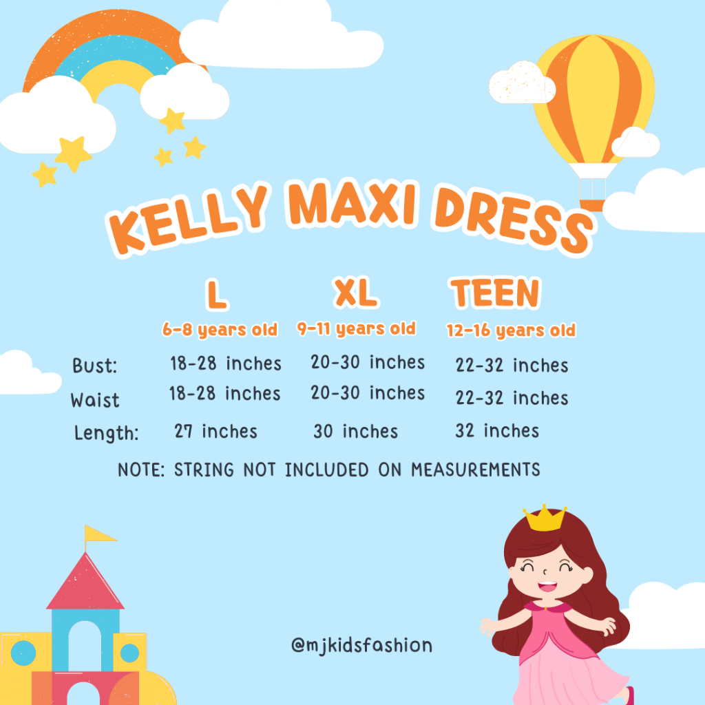 Kelly KIDS MAXI Dress L/XL/TEEN 6-15 years old | Shopee Philippines