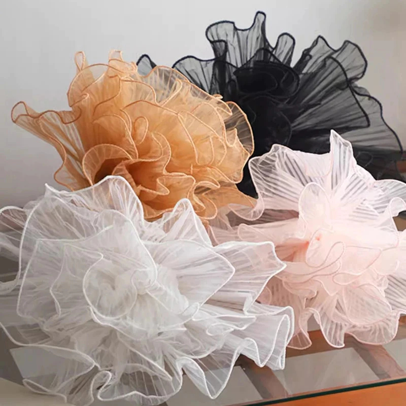（3.6M）Pearl Pleated Yarn Flower Mesh Wrapping Paper Pleated Yarn Flower ...