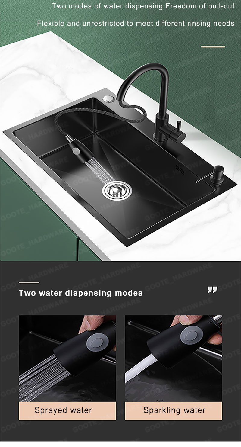 SUS304 Kitchen Sink Thickness Single Double Black & Silver Stainless ...