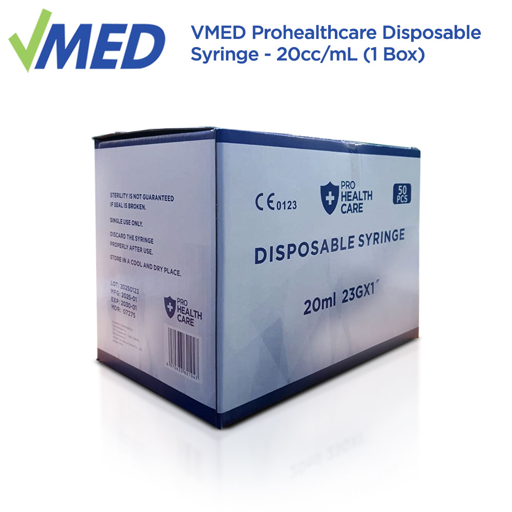 VMED Prohealthcare Disposable Syringe with Needles - 20 cc/mL (1 Box ...