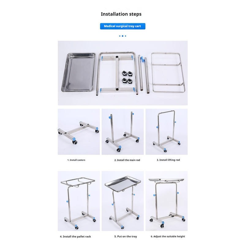 Hospital Stainless Steel Single Pole Tray Rack Medical Cart Operating ...
