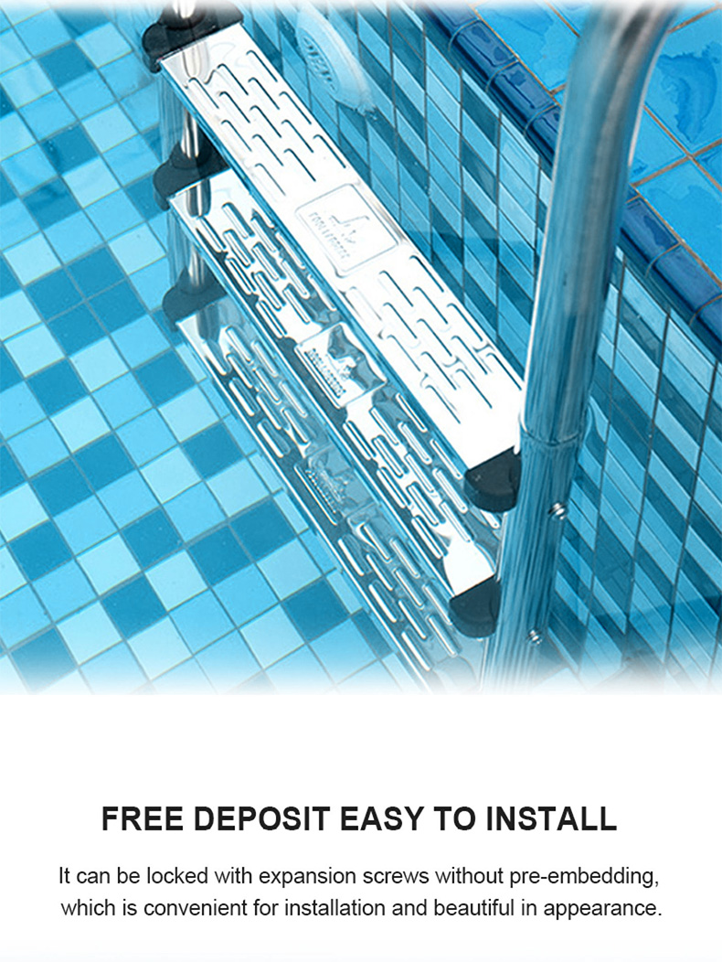 Stainless Steel Swimming Pool Step Ladder with Built-in P Shaped Grab ...