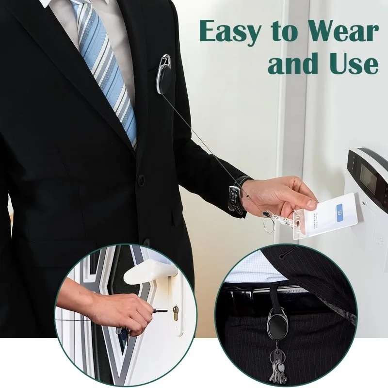 PAE Retractable Badge Reel with Card Holder Reel Clip Key Ring ...