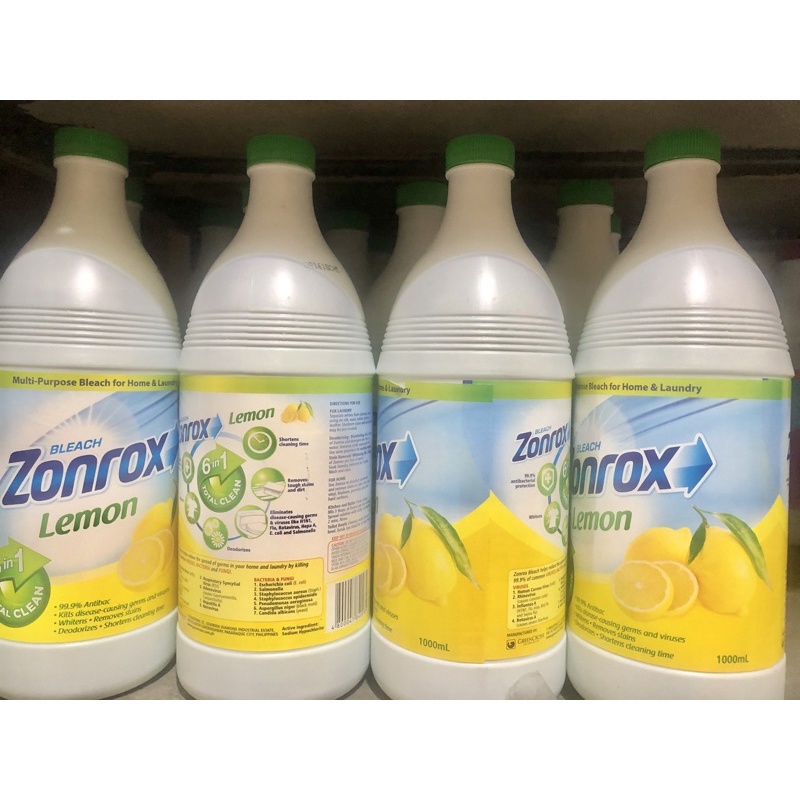 Zonrox Bleach Lemon 1000ml Set of 4pcs | Shopee Philippines