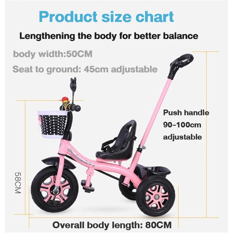 TATIANA Bike for Kids 3 Wheels Trolley Bike Baby Stroller Bike With ...