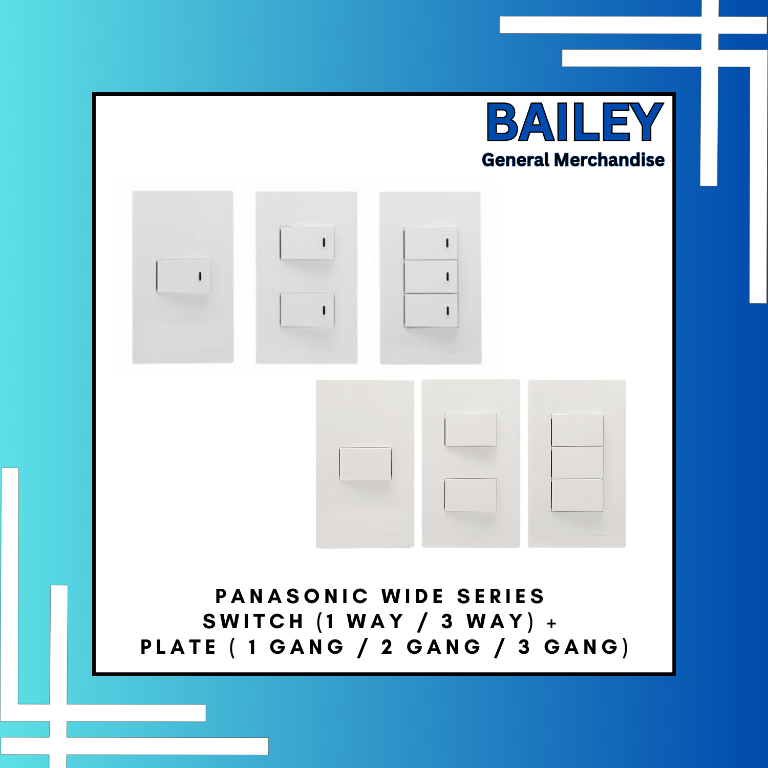 PANASONIC WIDE SERIES SWITCH SET 1/ 3 WAY SWITCH WITH 1 / 2 / 3 GANG ...