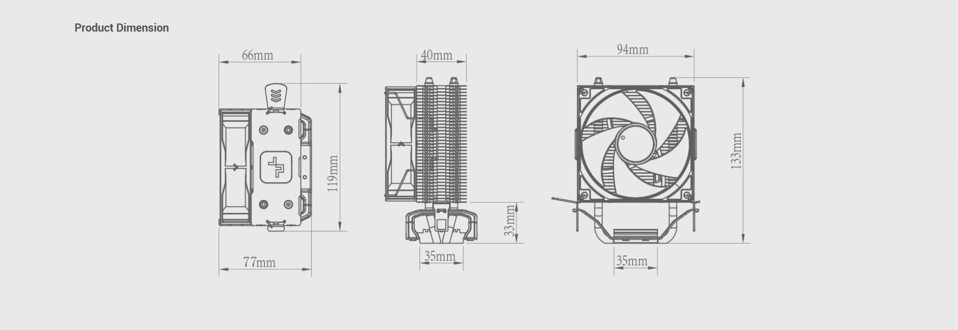 Deepcool CPU Cooler Fan Gammaxx AG200 Single Tower Hydro Bearing Black ...