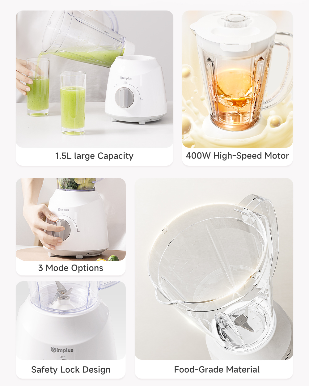 Simplus Blender 1.5L Multi-functional Juicer Blender Grinder Chopper ...