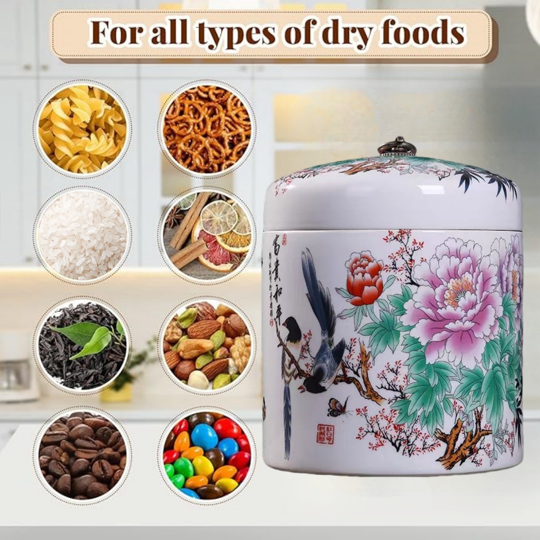 Ceramic rice container storage tank sealed jar with cover ware rice ...