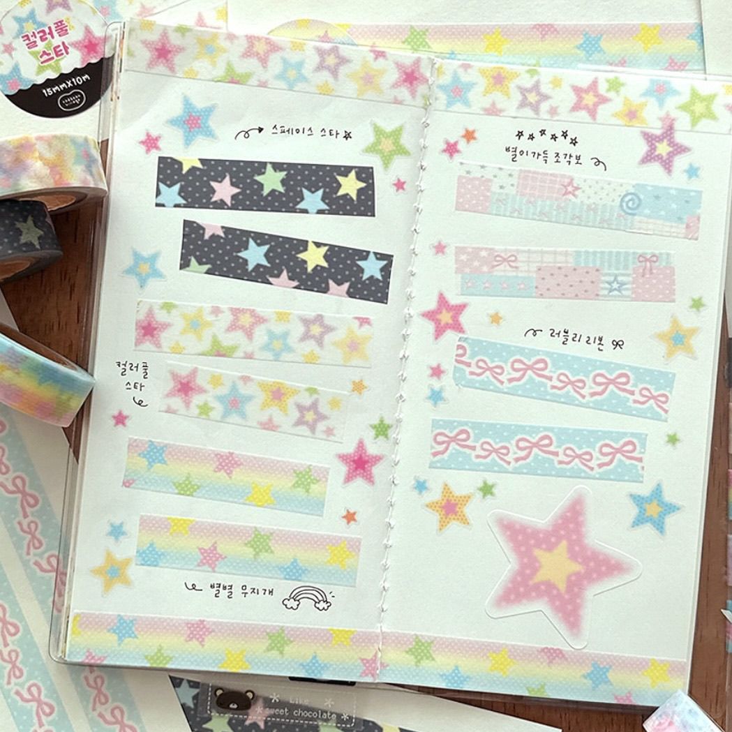 Korean Kawaii Star Washi Tape Cute Scrapbook Stickers Aesthetic Collage ...