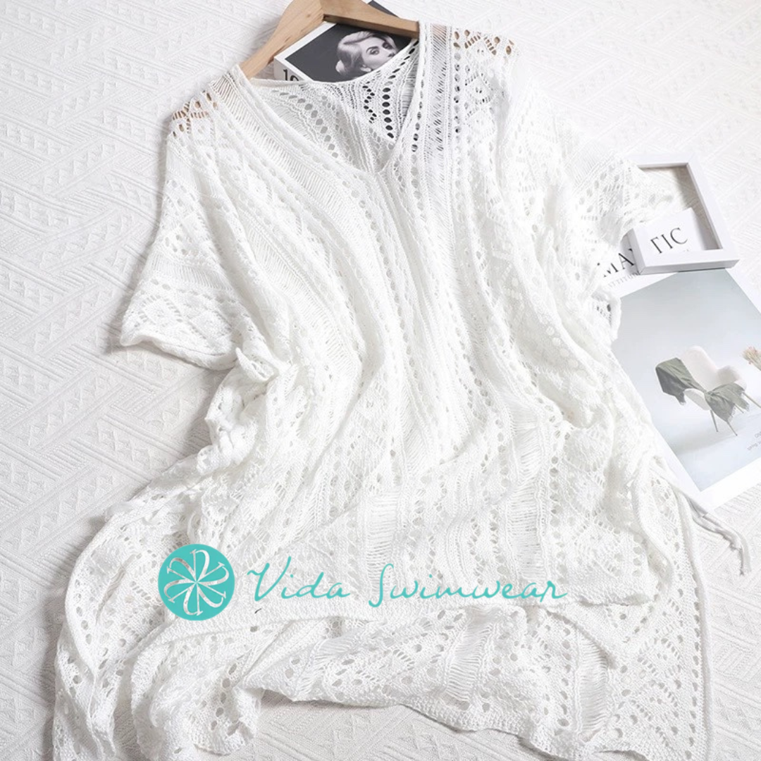 Bikini Cover Up Swimsuit Coverup Knitted Crochet Top Over Size Beach ...