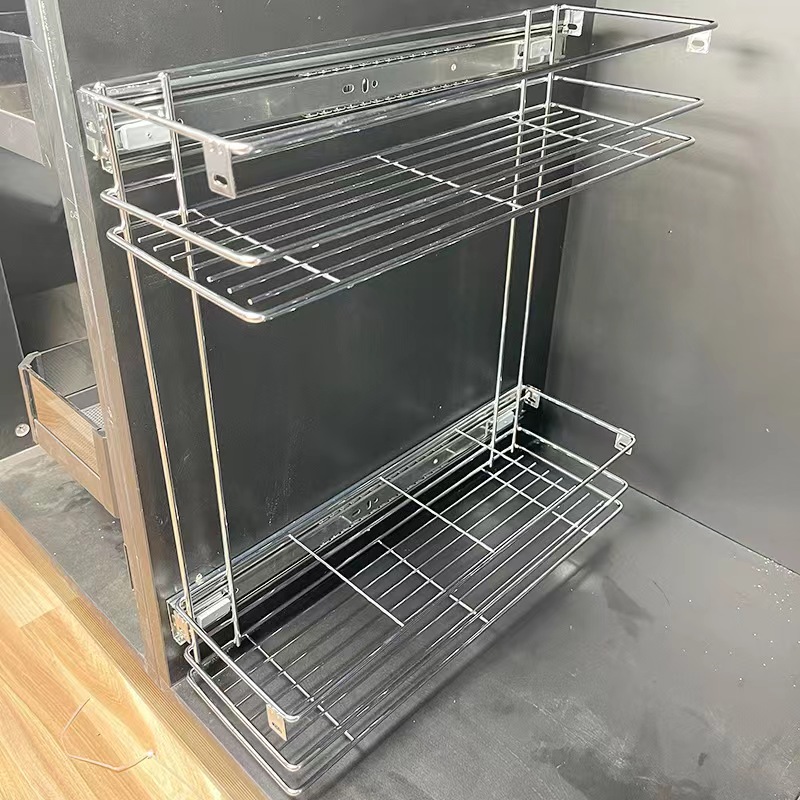 304 Stainless Steel Condiment Pull Out Basket Kitchen Cabinet 2 layers ...