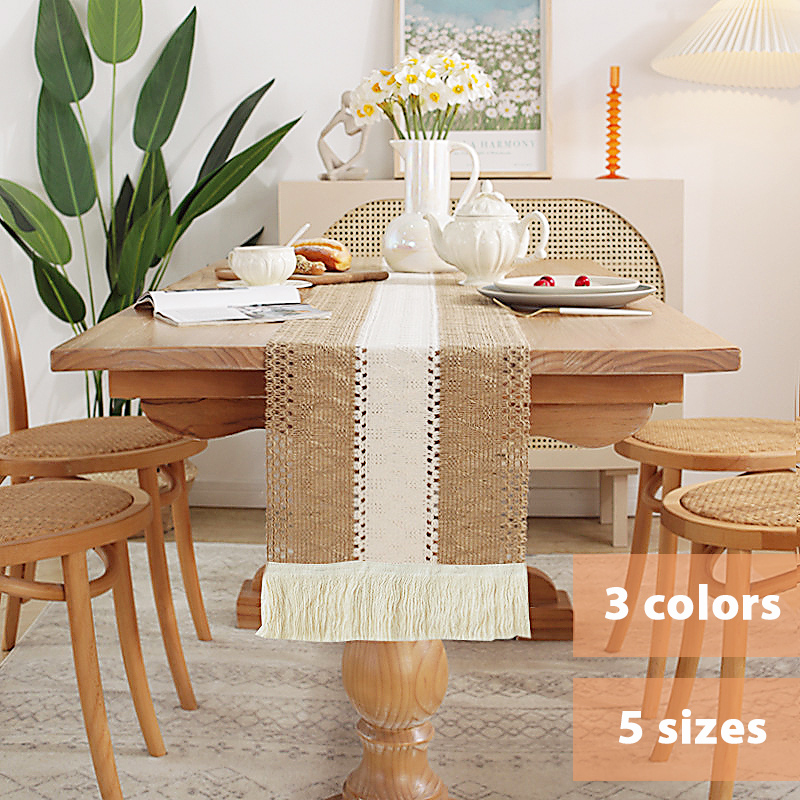 Table Runner Cotton Linen Vintage Style Table Cloth Minimalist Home ...