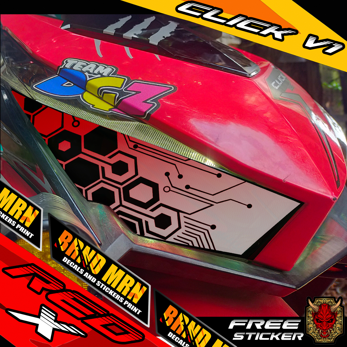 HONDA CLICK 125 V1 HEADLIGHT DECAL STICKER TINT PROTECTOR HONEYCOMB X ...