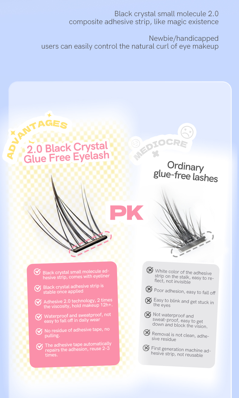 MLEN DIARY Glue-free False Eyelashes For Beginners No Need Use Glue ...