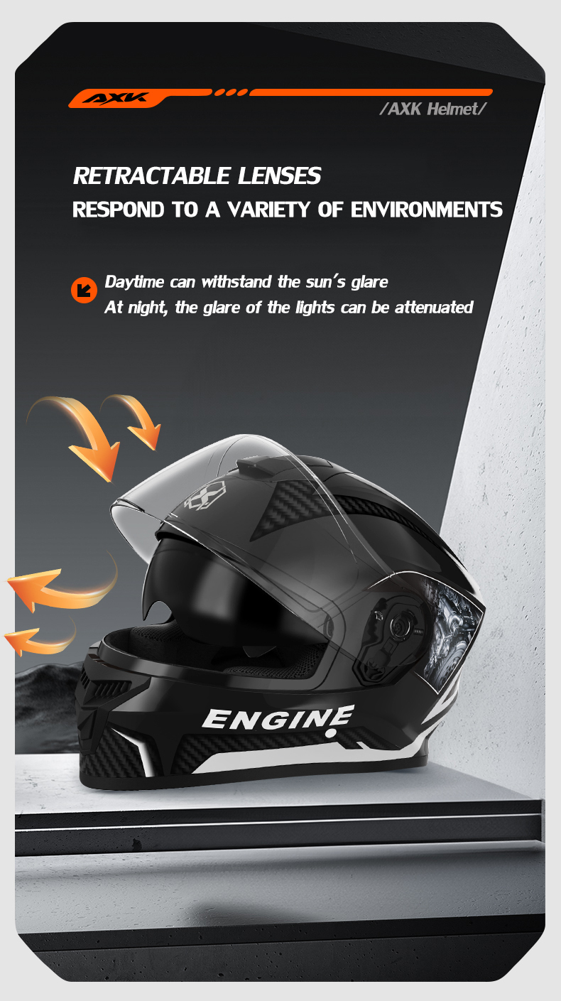 AXK 2in1Modular helmet 5XHD with ICC Motorcycle modular helmet Full ...