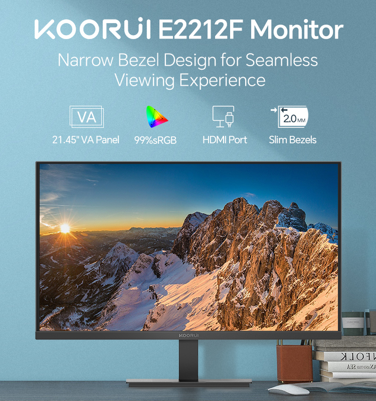 IPASON | KOORUI E2212F (Powered By Hkc) Monitor 21.45 Inch Office Monitor VA Panel FHD 100HZ ...