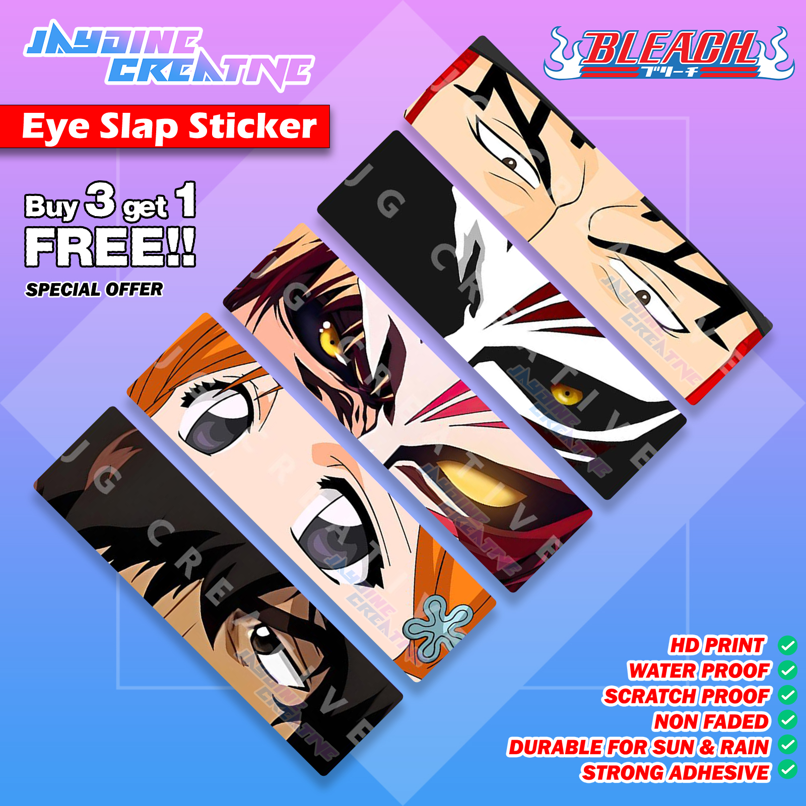 BUY 3 GET 1 - Bleach - Eye Slap Sticker Indoor Outdoor Vinyl Sticker ...