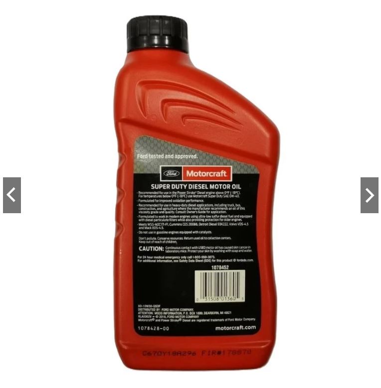 FORD MOTORCRAFT SUPER DUTY DIESEL MOTOR OIL SAE 10W-30 FOR FORD DIESEL ...