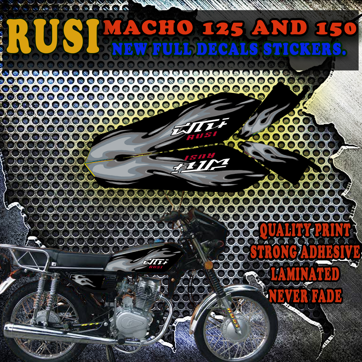 HOT TOY DECALS FOR RUSI MACHO TC 125/150/175 MOTORCYCLE/ RUSI MACHO HOT ...