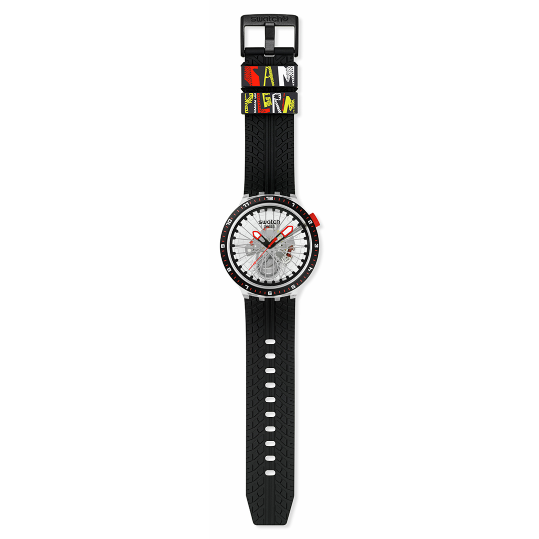 Swatch Big Bold The Pilgrim Tread On It SB05K103 Black Silicone Strap ...