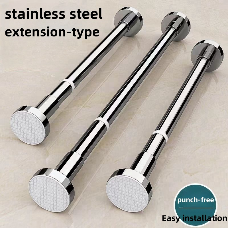 Multi Functional Adjustable Dry Clothes Rod Punch-free Telescopic Rod ...