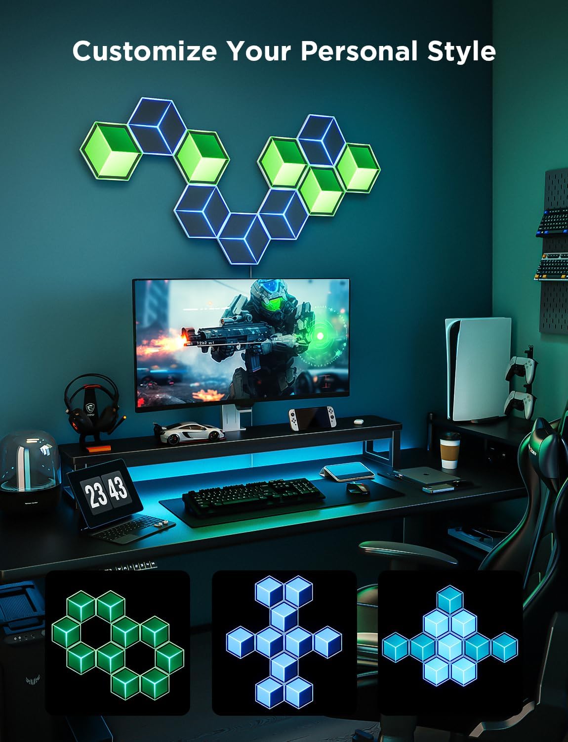 Govee Glide Hexagon Ultra LED 10 Light Panels RGBIC 3D Hexa Ultra Wall ...
