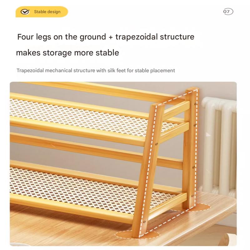 [On Hand]Table Storage Rack Wooden Double-Layer Table Shelf Bedroom ...