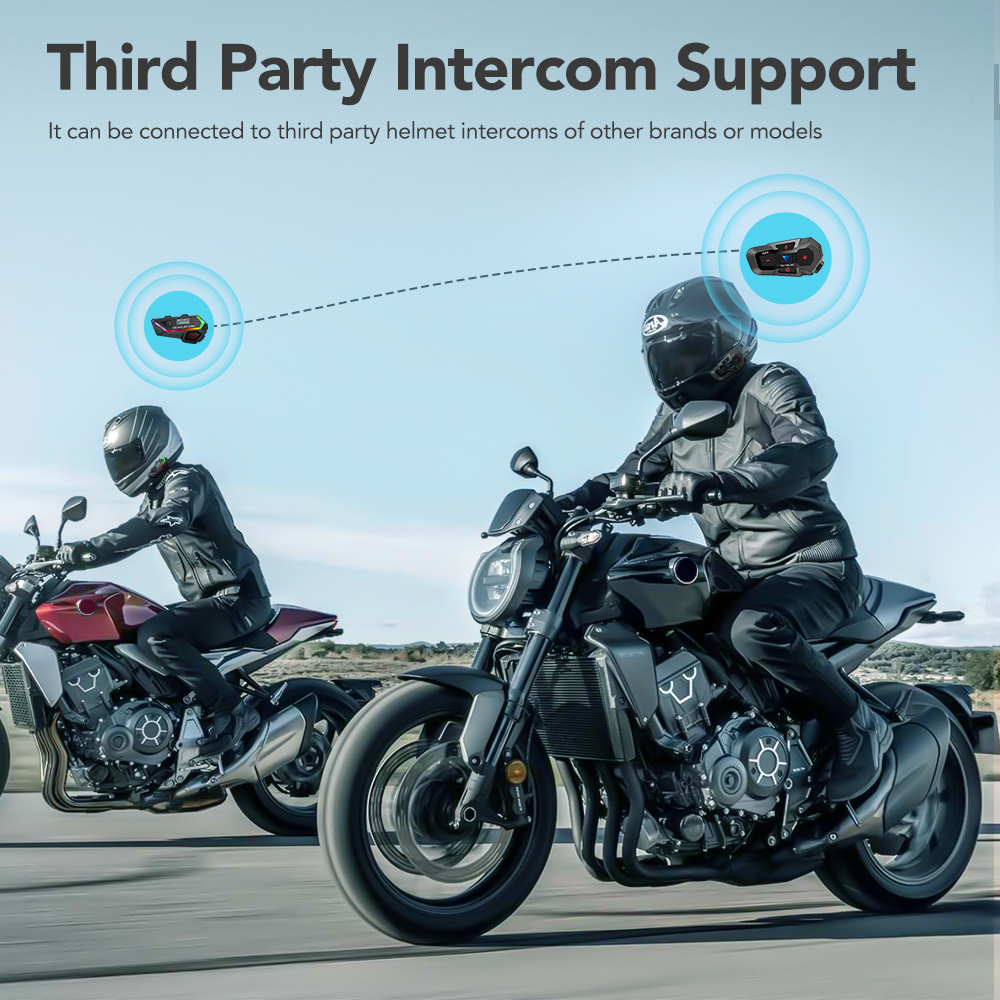 GEARELEC 2 Riders Motorcycle Helmet Intercom Headset Support Connect To ...