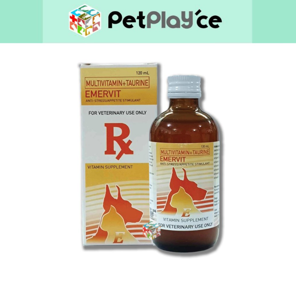 Emervit Multivitamin + Taurine Supplements 120ml Liquid Meds Emervet ...