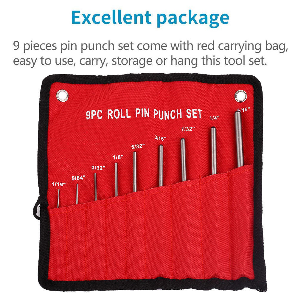 9-Piece Set-Up Punch Round Punch Pieces Roll Pin Punch Set Tool Bolt ...