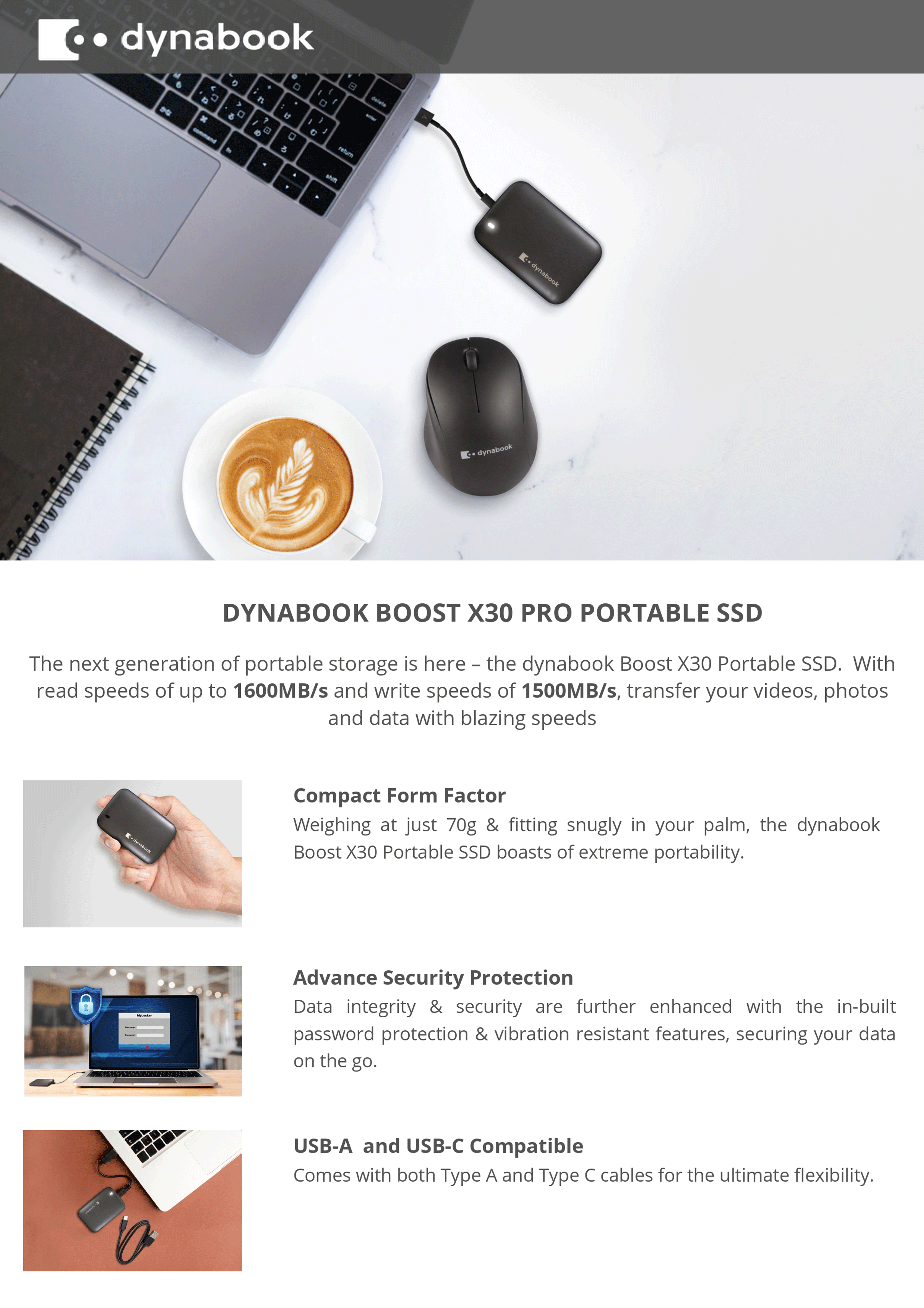 Dynabook Boost X30 PRO Portable SSD 1TB | High-Speed External Storage ...