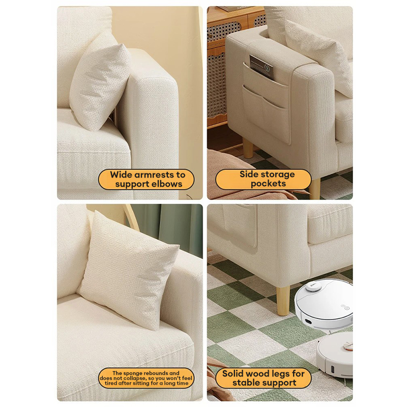 Nordic Style Solid Wood Fabric Sofa Simple and modern fabric sofa Sofa ...