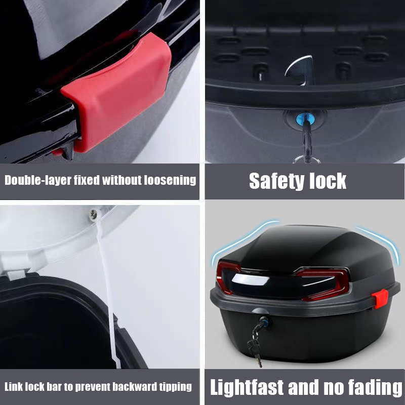Large capacity Motorcycle Trunk Box 38L Compartment General Storage Box ...
