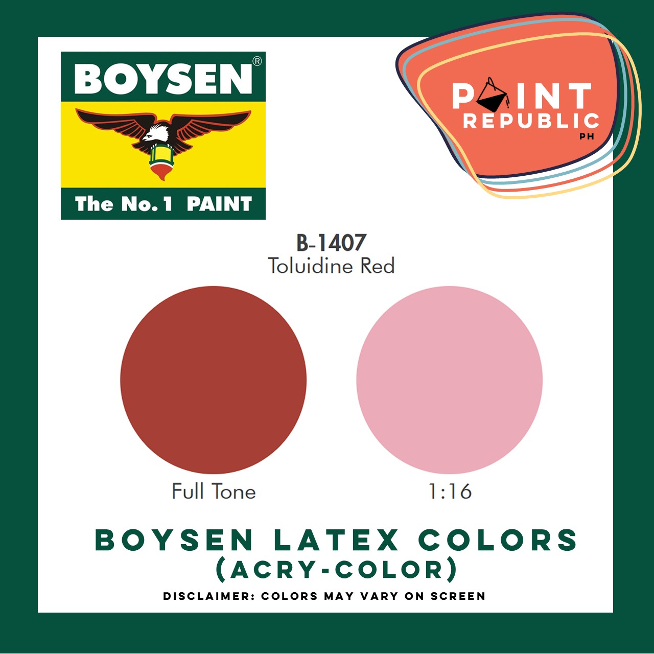 BOYSEN Latex Colors (Acry-color) - Liter and 1/4L Size for Water-based ...
