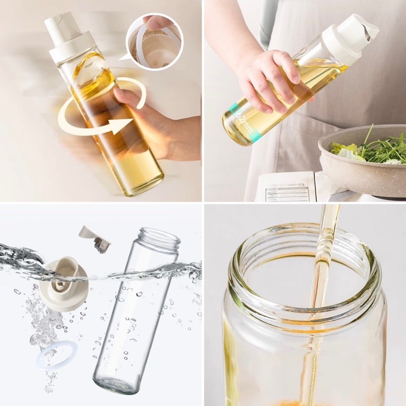 500ML Glass Oil Container Condiments Bottle Automatic Open Cover Multi ...