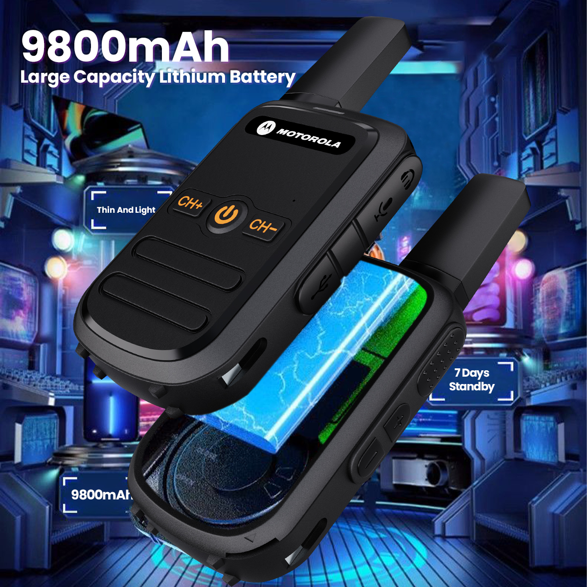 Motorola C51 Mini Two Way Radio Walkie Talkie Long Range 10KM Outdoor ...